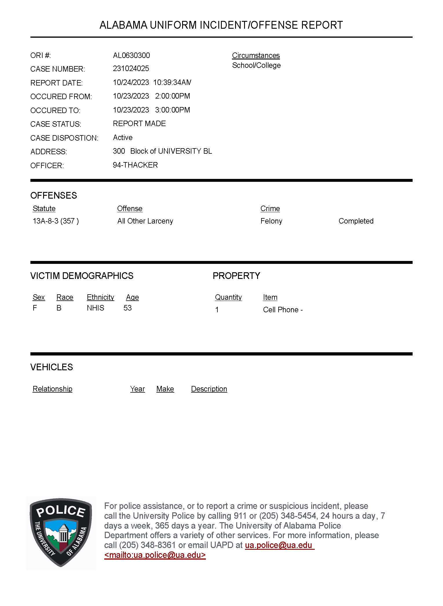 Tuscaloosa Al Police Reports